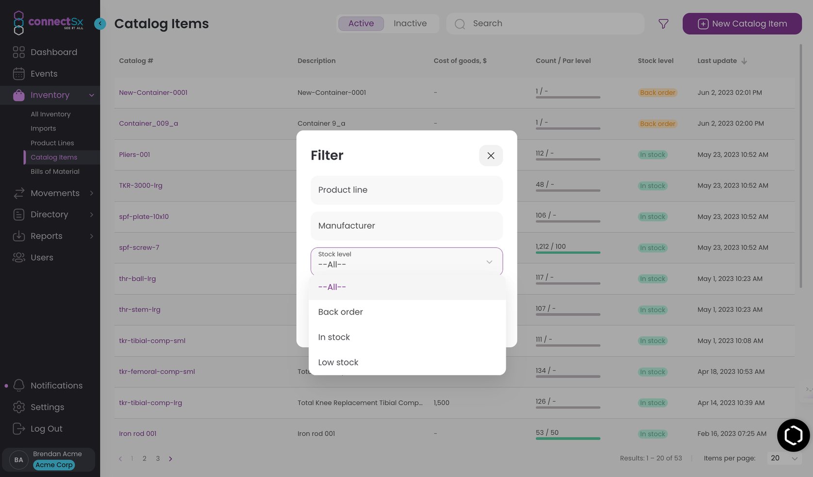 How do I set par levels for my inventory?
