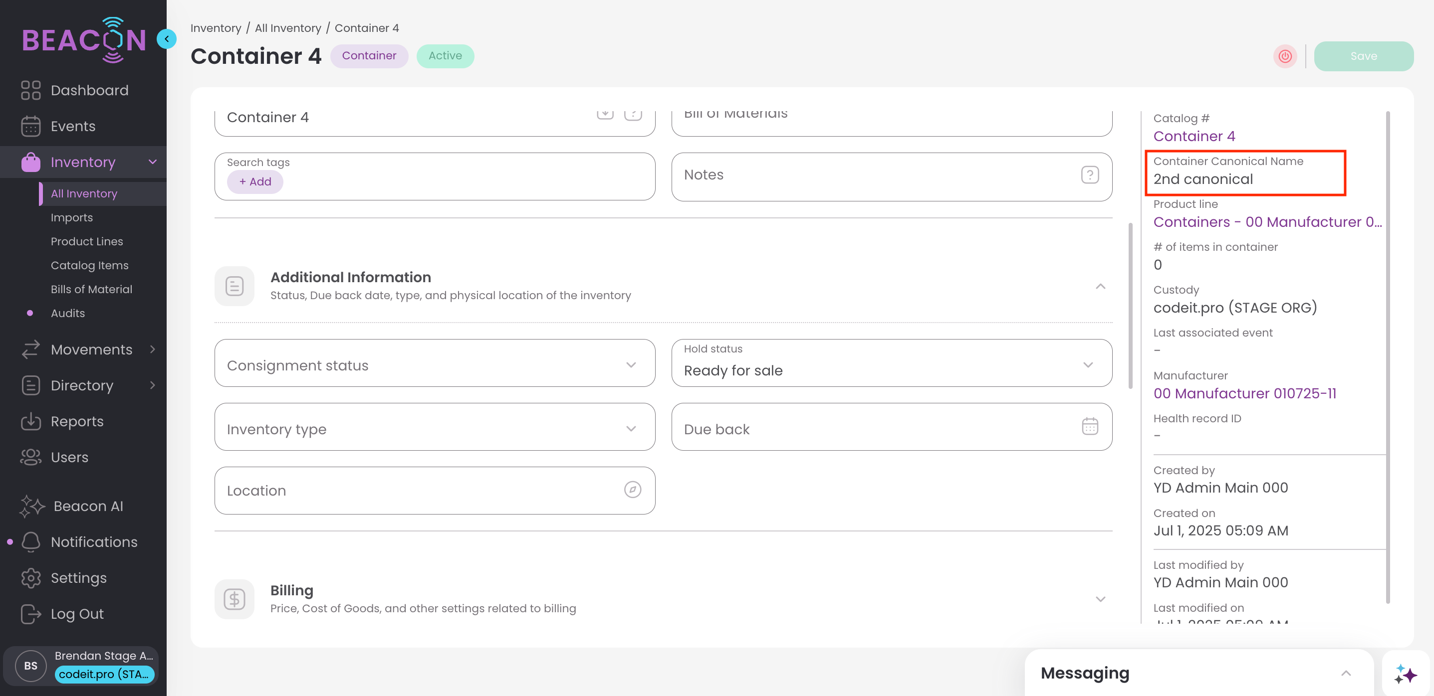 What are container canonical names?