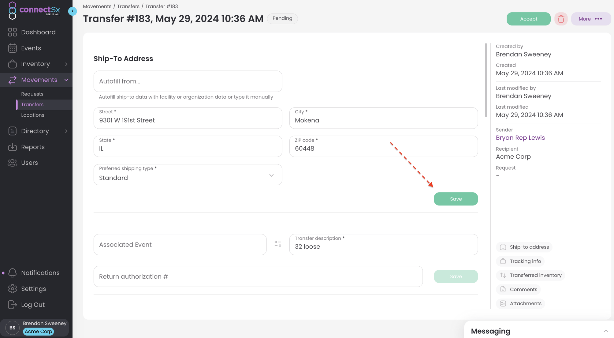 How do I edit a transfer?