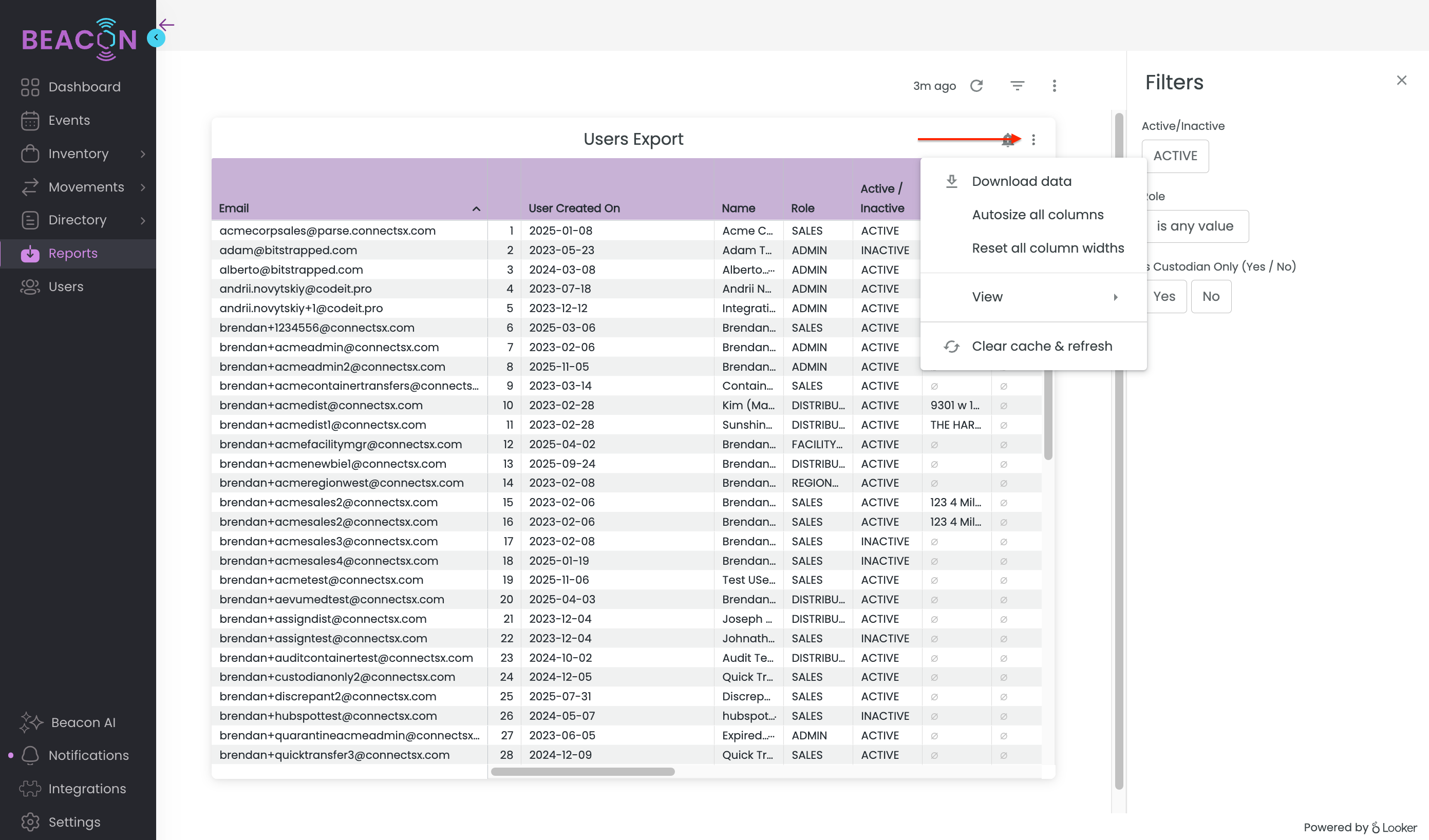 How can I export a list of my users?